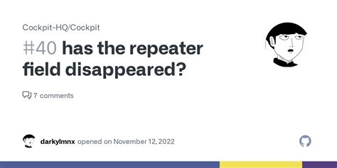 Has The Repeater Field Disappeared · Issue 40 · Cockpit Hqcockpit · Github