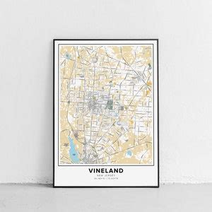Vineland New Jersey Map Print Street Names City Art Etsy