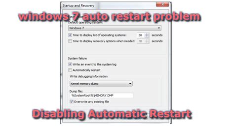 Fix Windows 7 Auto Restart Problem Resolve Disabling Automatic Restart Youtube
