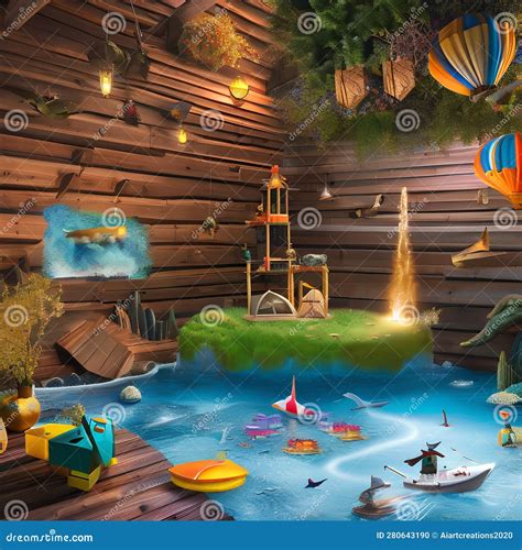 A Surreal Dreamscape With Floating Objects Whimsical Characters And