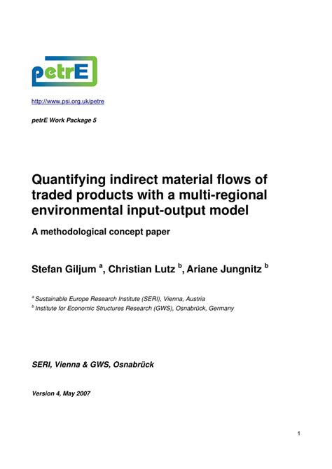 Pdf Quantifying Indirect Material Flows Of Traded Products With A Multi Regional Environmental