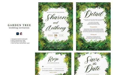 Garden Tree Wedding Invitation Graphic By INNNI Creative Fabrica