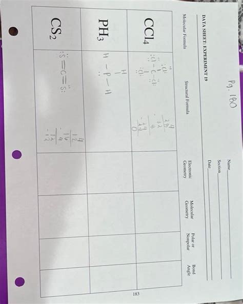 Solved Pg 180 Name Section Date Data Sheet Experiment 19