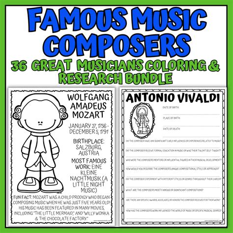 Famous Music Composers Worksheets