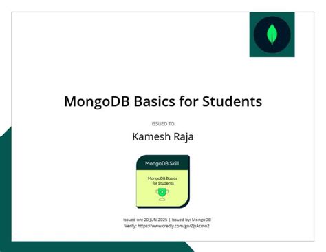 Mongodb Certification Nosql Databasedeveloper Continuouslearning Techjourney Kamesh R