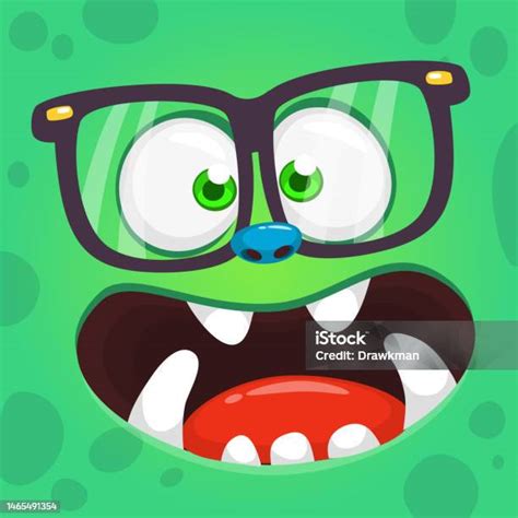 안경을 쓴 재미있는 만화 괴물 캐릭터 얼굴 표정 귀엽고 행복한 외계 생물의 그림 할로윈 디자인 가공의 인물에 대한 스톡 벡터 아트 및 기타 이미지 Istock