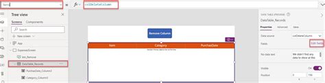 how to remove a column from power apps collection