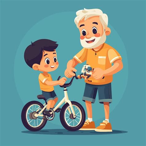 Lindo T O Arreglando La Bicicleta Para El Sobrino Vector De Dibujos Animados Vector Premium