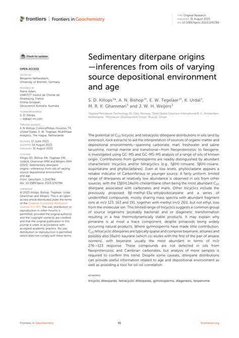 Pdf Sedimentary Diterpane Origins—inferences From Oils Of Varying