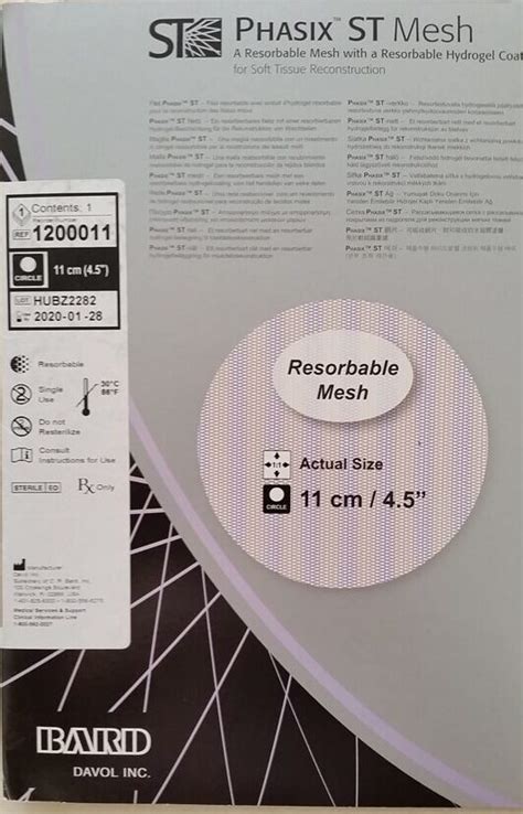 Bard 1200011 Phasix St Mesh 11cm 4 5 Circle Medical Equip Export