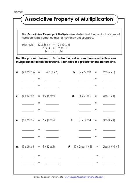 Associative Property Multiplication Pdf Mathematics Mathematical