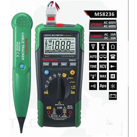 Jual Multimeter Lan Cable Tracker Ms8236 Mastech Wire Network Tester Kabel Digital Multitester