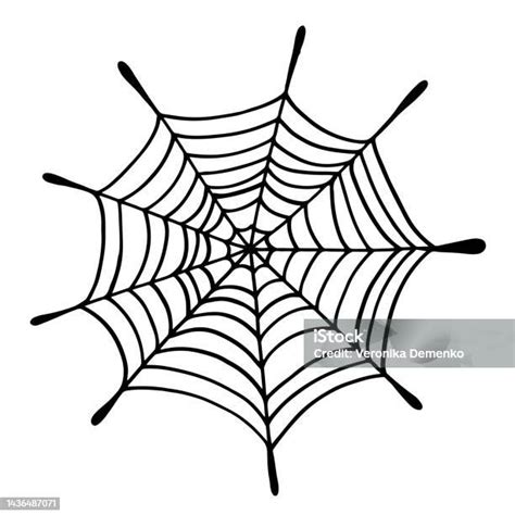 간단한 거미줄 할로윈 낙서 귀여운 스티커 페이지 라인 아트 색칠하기 소름 끼치고 재미있는 캐릭터 휴일 일러스트 레이션 개요 가을에 대한 스톡 벡터 아트 및 기타 이미지