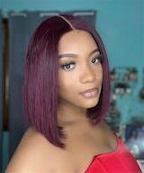 180 Density Dark Burgundy 99j Lace Front Bob Wig Human Hair Libeauty Hair