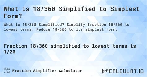 What Is 18 360 Simplified To Simplest Form Calculatio