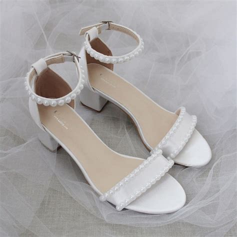 White Satin Block Heel Sandal With Wrapped Satin Tie Etsy