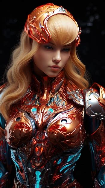 Premium Ai Image A Female Model Wearing A Red Cape With A Silver And