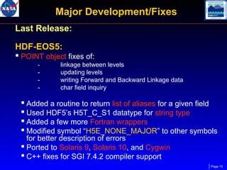 HDF EOS Maintenance Current Development And Tools PPT Computing Technology Computing