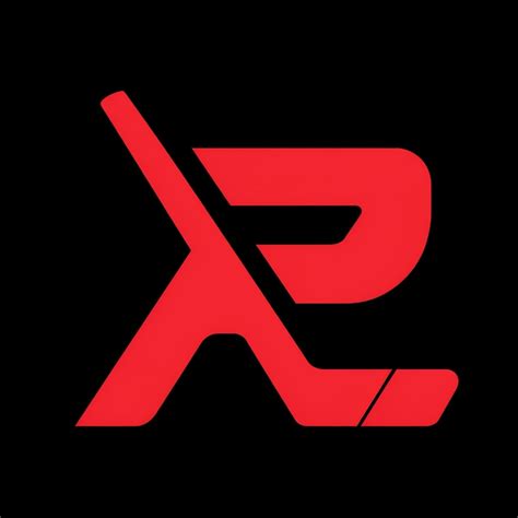 Stylized Red Hockey Stick And Letter P Minimalist Logo Monogram Playground