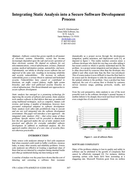 Pdf Integrating Static Analysis Into A Secure Software Development