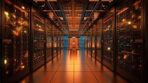 A High Tech Server Data Center Room Generative Ai Stock Illustration Illustration Of Service