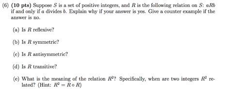 Solved Suppose S Is A Set Of Positive Integers And R Is The Chegg Com