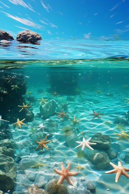Premium Ai Image Coastal Beachside Tidal Pool With Leaping Crabs And Seashell Beauty Frame