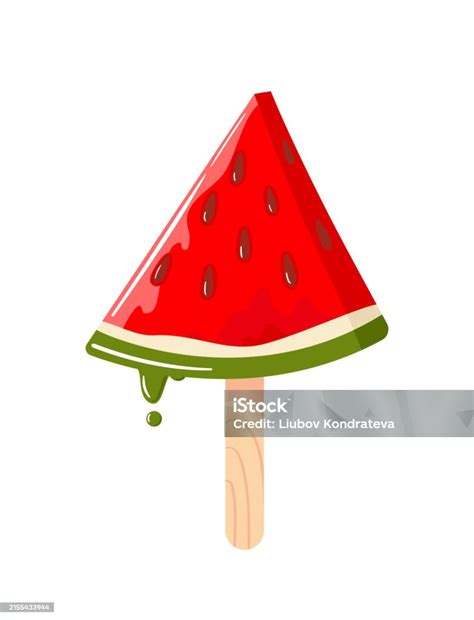 수박 아이스크림이 녹아 뚝뚝 떨어집니다 주스 과일 얼음 아이스 캔디 냉동 디저트 서머 타임 손으로 그린 벡터 만화 그림입니다 세계 수박의 날 스티커 포스터 엽서 디자인 요소