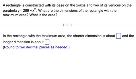 Solved A Rectangle Is Constructed With Its Base On The Chegg Com
