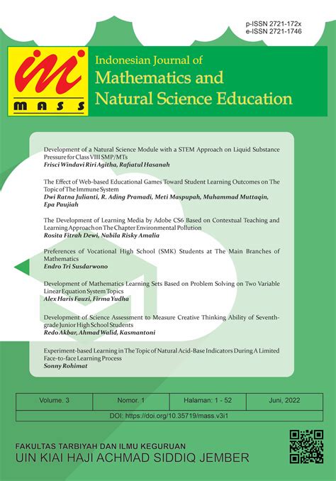 Archives Indonesian Journal Of Mathematics And Natural Science Education