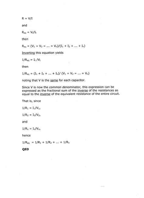 Resistors In Parallel Equation Derivation