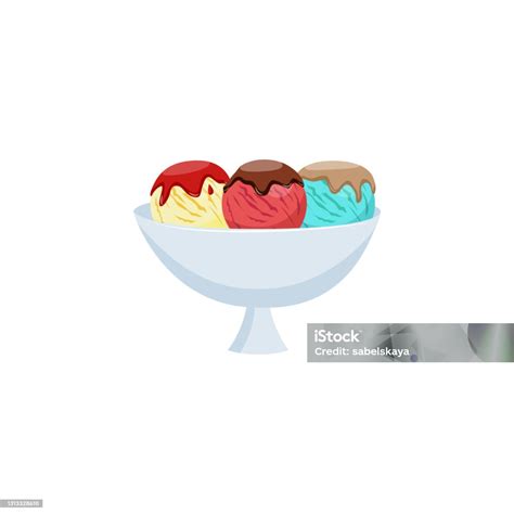 그릇에 다양한 맛의 아이스크림 공 플랫 벡터 일러스트 리디지드 보울에 대한 스톡 벡터 아트 및 기타 이미지 보울 사탕 과일 Istock