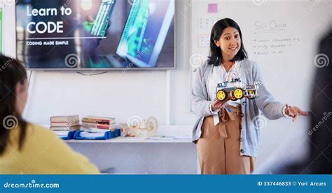 Education Robotics And Lecture With Teacher In Classroom For Learning Scholarship Or Tech