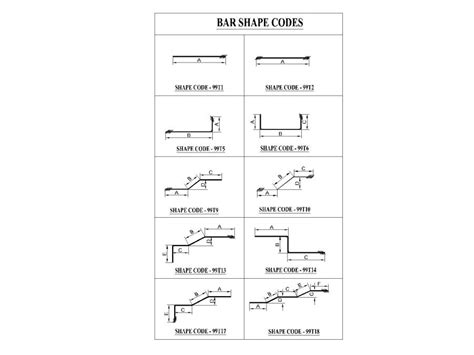 Bar Shapes For Reinforcement Drawings Dwg 12 Thousands Of Free