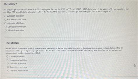 Solved The Enzyme Phosphofructokinase 1 Pfk 1 Catalyzes