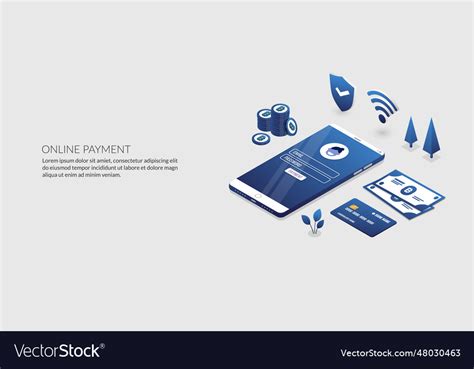Online Payment Security Transaction Via Credit Vector Image