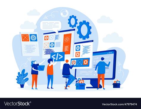 Developers Team Web Design With People Characters Vector Image
