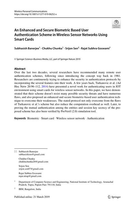 pdf an enhanced and secure biometric based user authentication scheme in wireless sensor