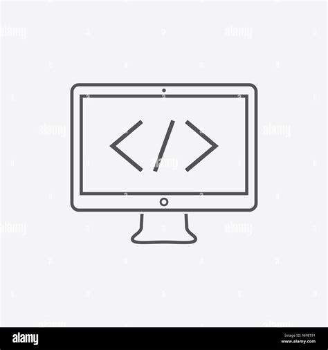 Code Icon Programming Line Icon Web Symbol Vector Illustration Stock