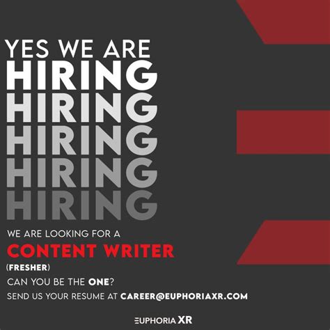 Euphoria Xr On Linkedin Hiring Fresher Contentwriter