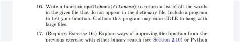 Solved 16 Write A Function Spellcheckfilename To Return A