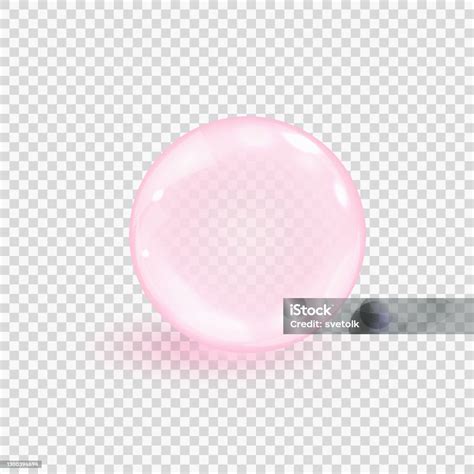 투명한 배경에 분리된 핑크 콜라겐 버블 현실적인 물 혈청 액적 유리 표면 공 또는 비 낙하의 벡터 그림 분홍에 대한 스톡 벡터 아트 및 기타 이미지 Istock