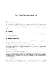 CSC Data Lab Bit Level Manipulation Assignment Course Hero