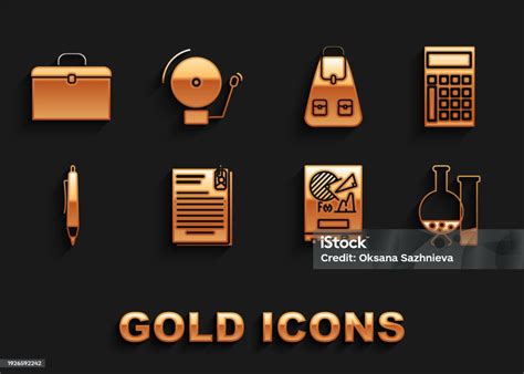 세트 파일 문서 및 종이 클립 계산기 시험관 플라스크 화학 실험실 테스트 그래프 차트 펜 학교 책가방 서류 가방 및 울리는 알람