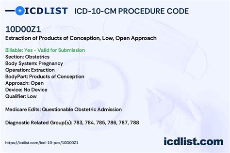 Icd 10 Pcs Procedure Code 10d00z1 Extraction Of Products Of