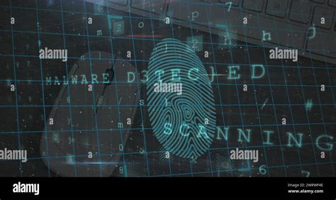 Biometric Fingerprint Scanner And Security Padlocks Against Close Up Of