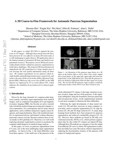 A 3d Coarse To Fine Framework For Automatic Pancreas Segmentation Deepai