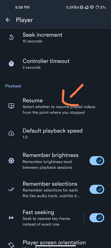 Suggestion The Resume Playback Option Could Be Made As A Switch · Issue 447 · Anilbeesetti