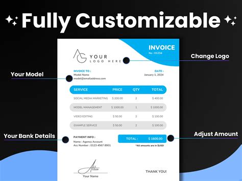Onlyfans Agency Invoice Bill Onlyfans Models With This Customizable Modern Financial Template
