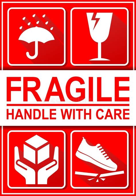 Fragile Handle With Care Vector Label Isolated Shipping Sticker Stock Illustration